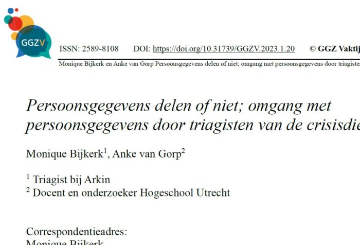 Persoonsgegevens delen of niet; omgang met persoonsgegevens door triagisten van de crisisdienst ...